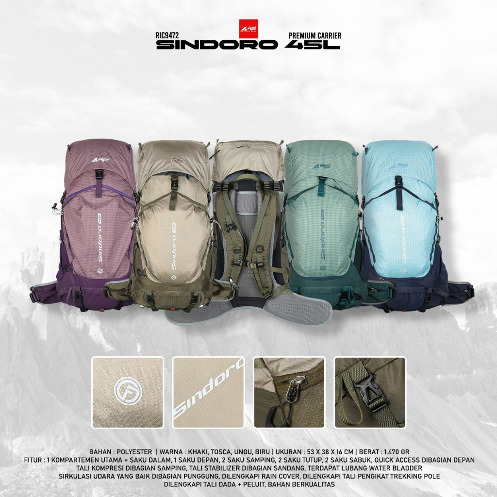 Jual Tas Gunung / Carrier Premium Sindoro 45 Liter Arei Outdoorgear ...