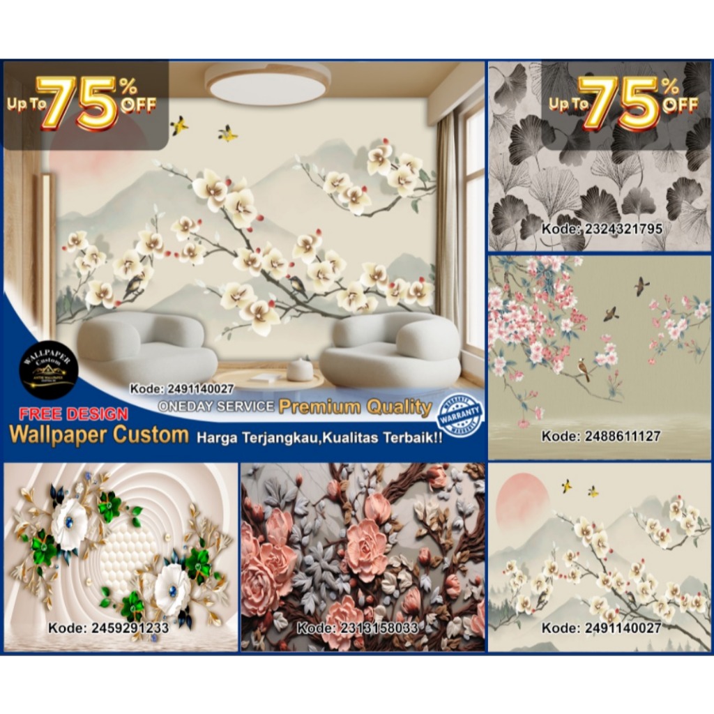 Jual Wallpaper & Wallstiker Custom 3D Tema Bunga | Flowers | Wallpaper ...