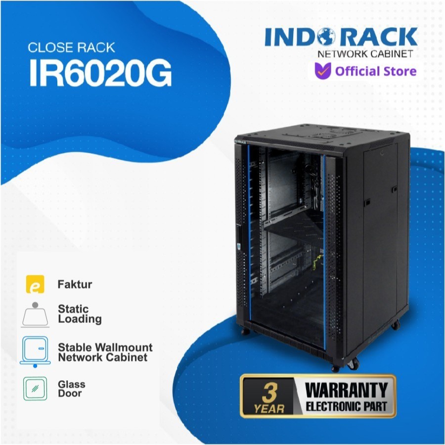Jual Rack Server 20U 600MM Indorack Standing Close Rack 19'' IR6020G ...