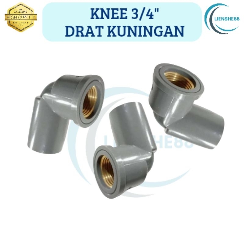 Jual Knee Drat Kuningan / Keni Pvc Drat Dalam Kuningan 3/4" RUSH ...