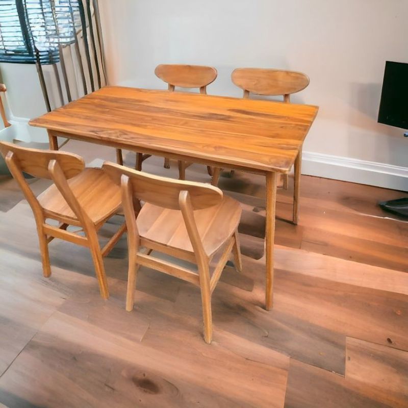 Jual set meja makan ropan /set meja makan minimalis jati 4kursi meja ...