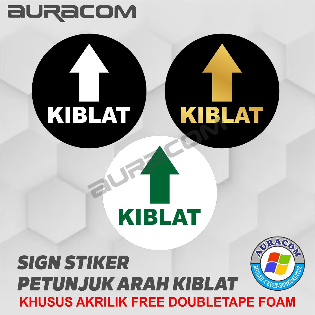 Jual SIGN AKRILIK K01 - PENUNJUK ARAH KIBLAT SHOLAT BULAT - B112 ...