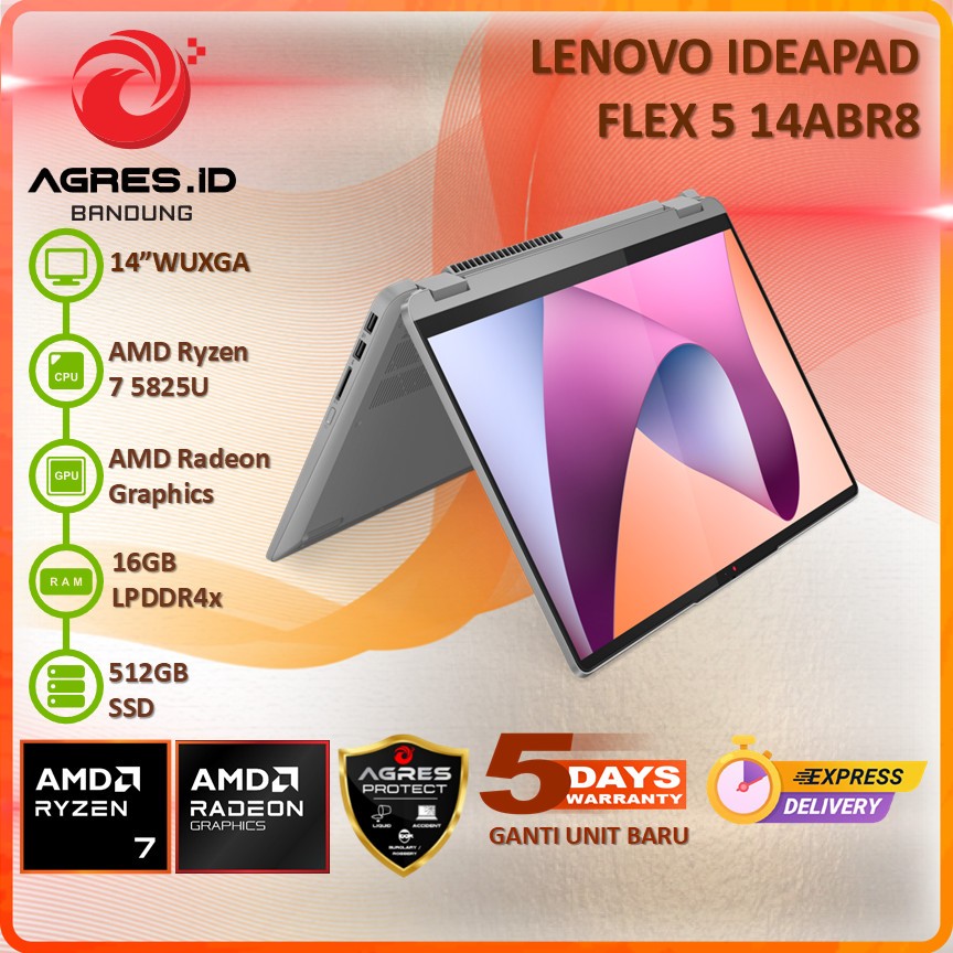 Jual LENOVO IDEPAD FLEX 5 14ABR8 RYZEN 7 5825U 16GB 512GB 14" WUXGA IPS ...