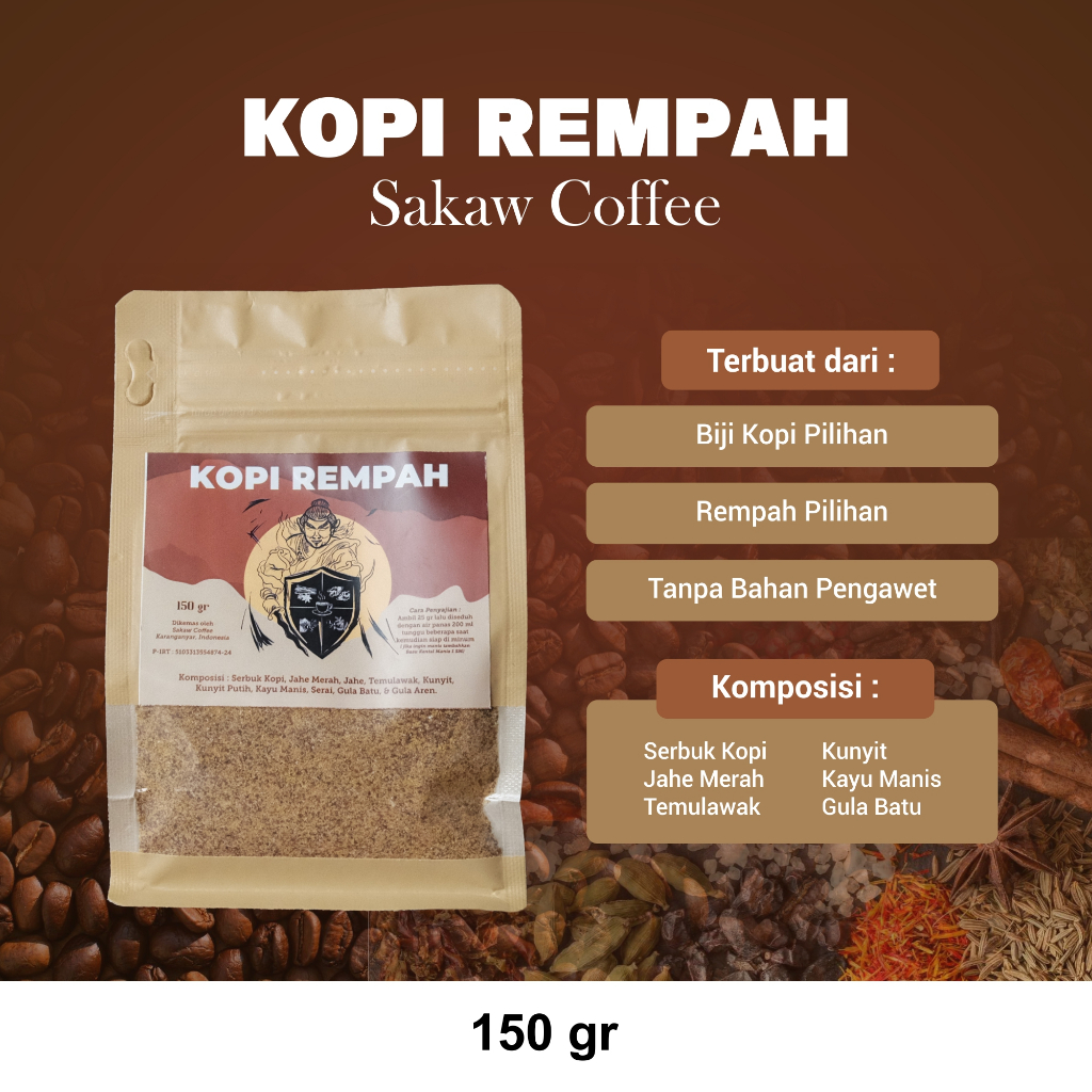 Jual SAKAW COFFEE | Kopi Rempah Tradisional 150gr – Cita Rasa Otentik ...