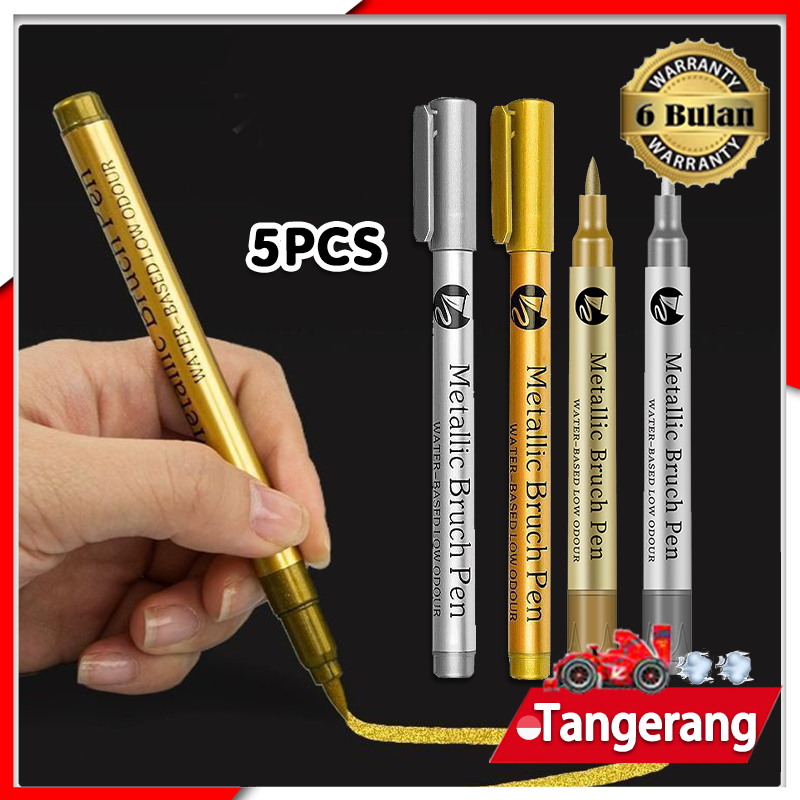 Jual 5pcs Pulpen Tinta Emas Dan Silver Spidol Marker Metallic Craftwork ...