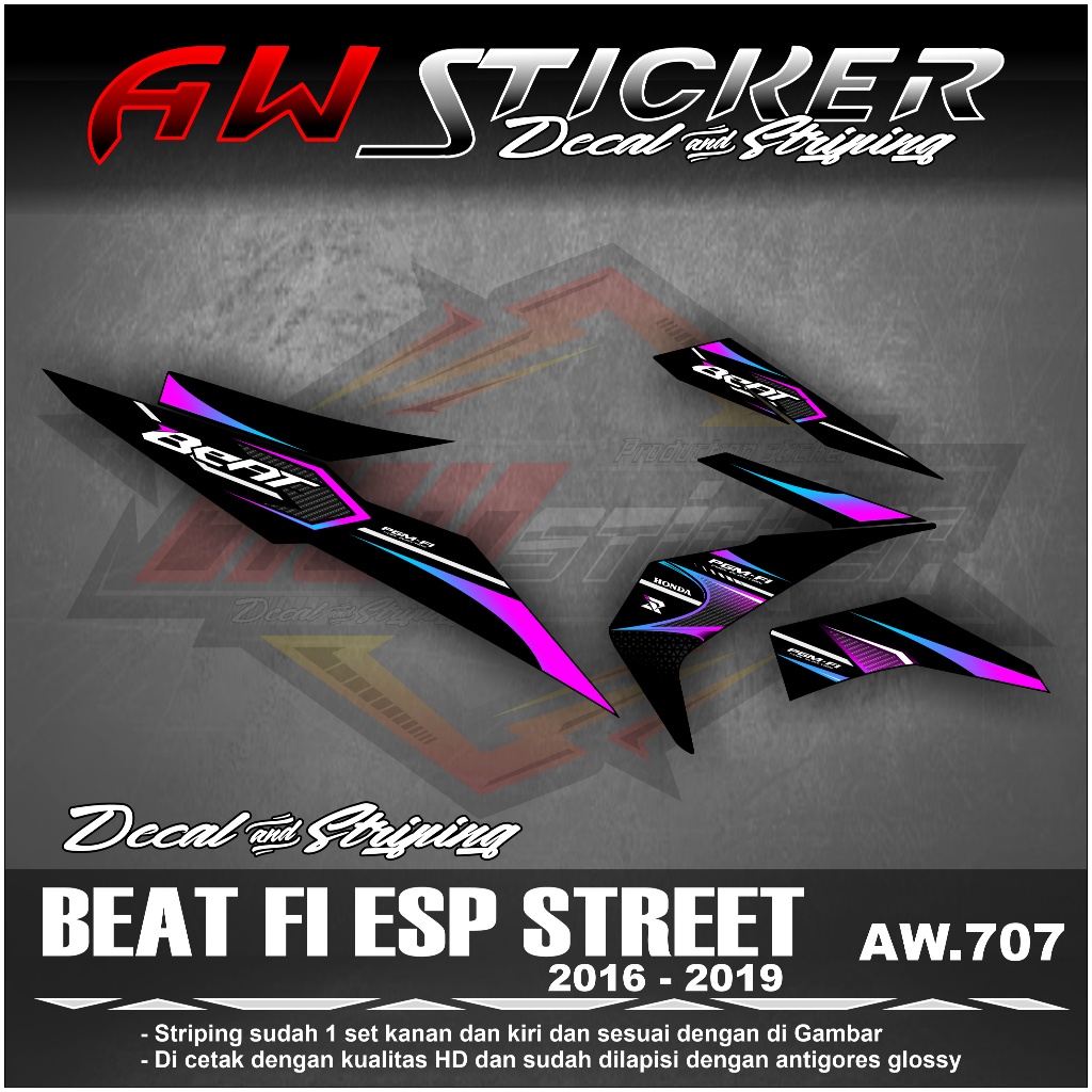 Jual Striping Beat Esp Street 2019 Sticker Beat street Desain Gradasi ...