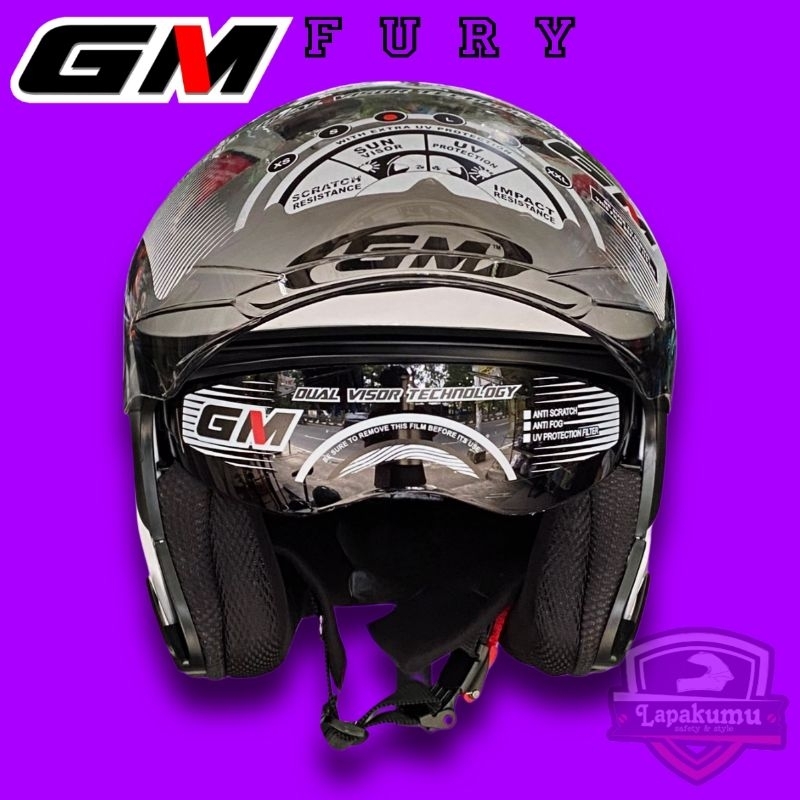 Jual helm Gm Fury Doble visor hall face terbaru | Shopee Indonesia