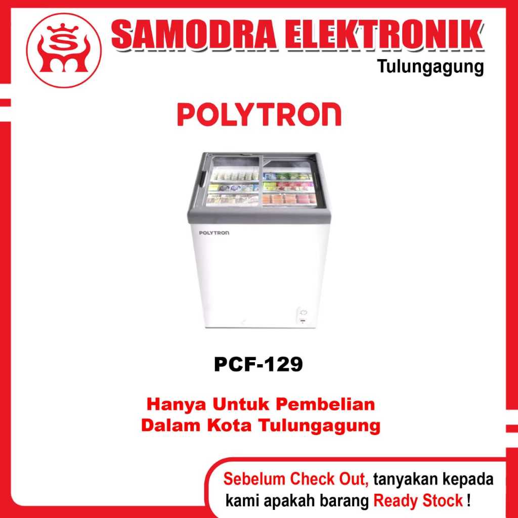 Jual Chest Freezer Sliding POLYTRON PCF-129 | Chest Freezer 100 Liter ...
