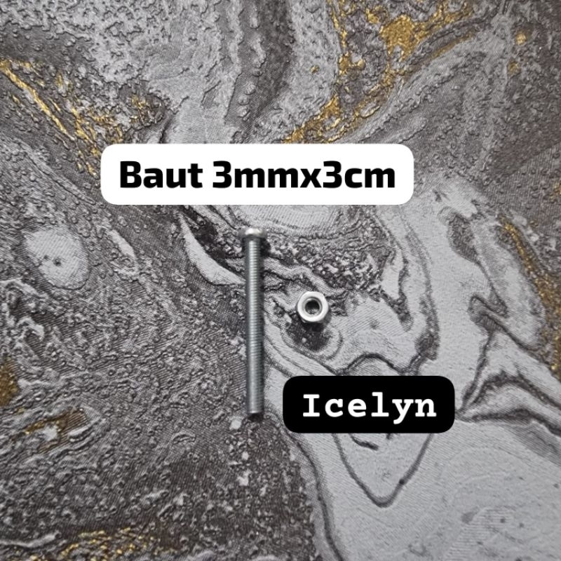 Jual Baut + Mur 3X30mm Panjang 3cm x Diameter 3mm M3 JP Silver L 2.5mm ...