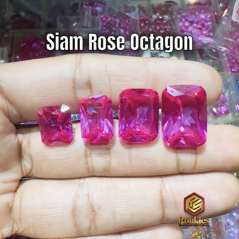 Jual [HANYA BATU] Batu Siam Rose Octagon Cut | Shopee Indonesia