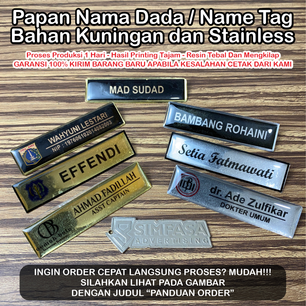 Jual Papan Nama Dada Kuningan/Stainless | Name Tag Custom | Nama Dada ...