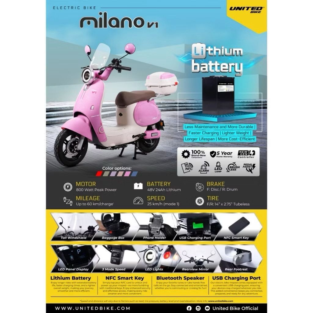 Jual GOSEND Sepeda Listrik United Bike Milano V1 Baterai Lithium ...