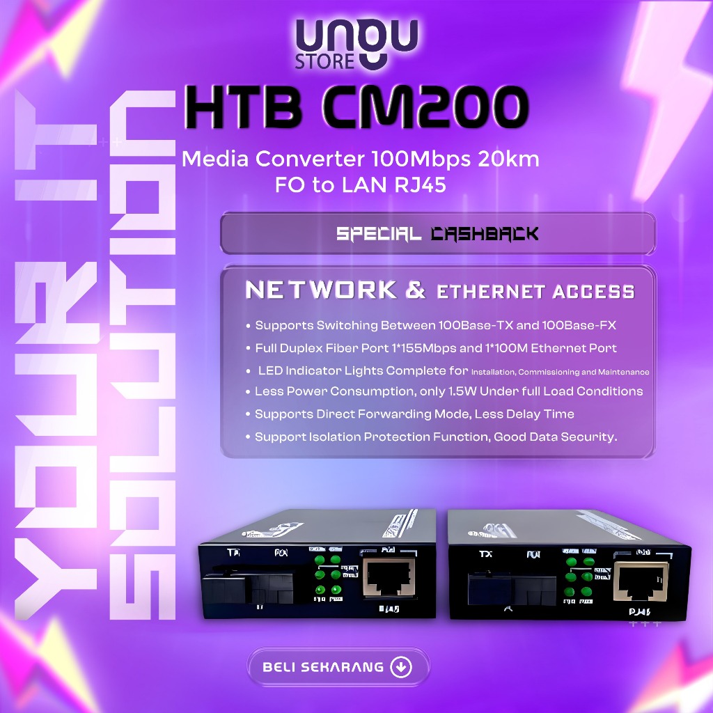 Jual HSAIRPO CM200 Media Converter Fiber Optic 100Mbps HTB CM200 FO to ...