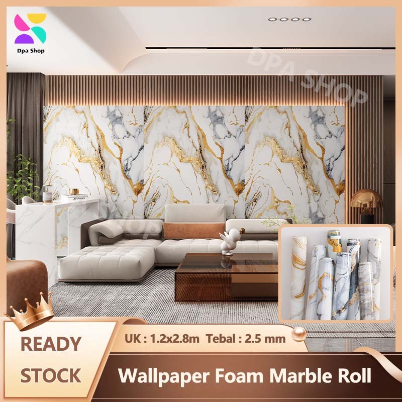 Jual Sticker Dinding Motif Vinyl Marble Wallpaper Dinding Roll PET 120 ...