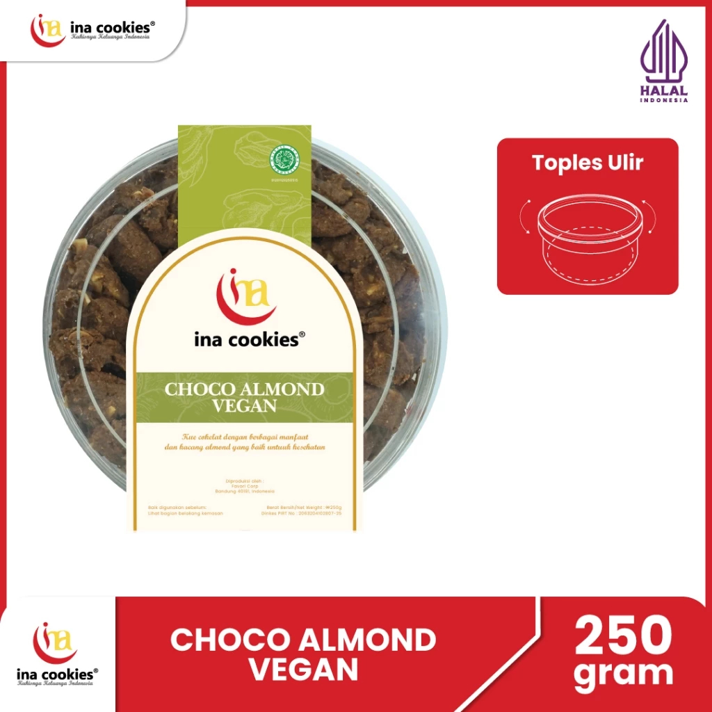 Jual Ina Cookies Kue Kering Premium Choco Almond Vegan HALAL | Shopee ...