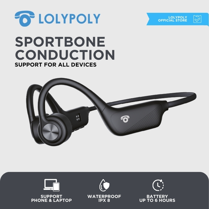 Jual LOLYPOLY Earphone Wireless Bone Conduction Waterproof with offline ...