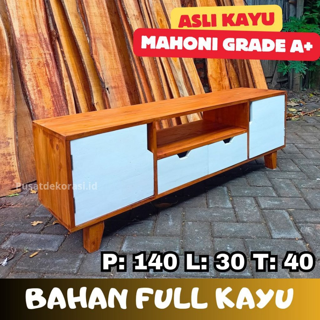Jual Meja Tv Minimalis Rak Tv Kayu Mahoni Solid Modern Bisa Untuk ...