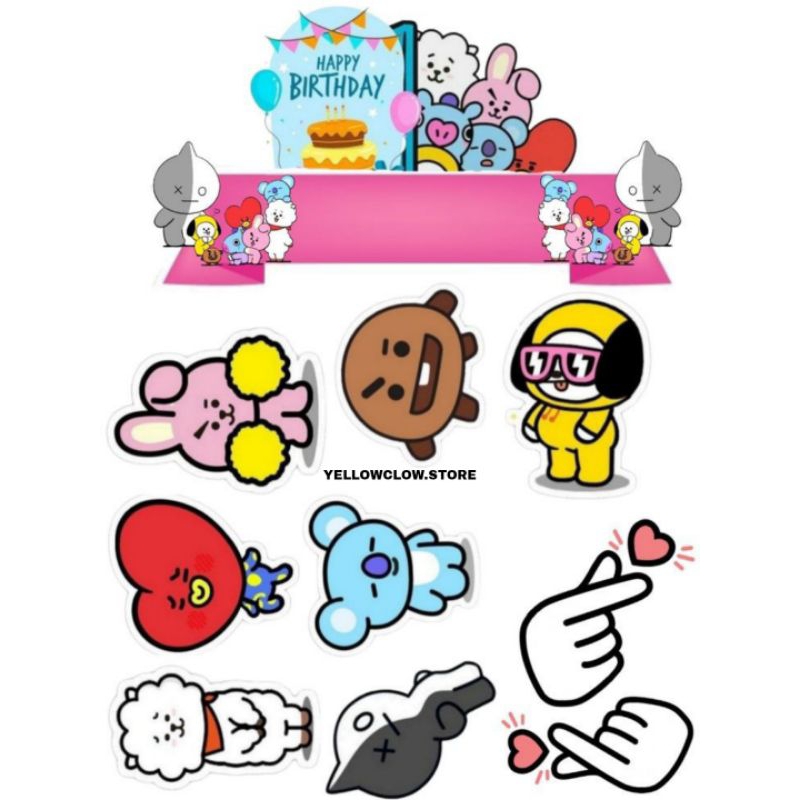 Jual Topper Kue Ultah Animasi BTS | Shopee Indonesia