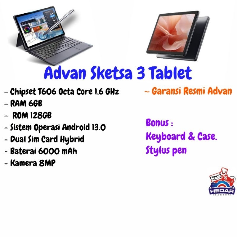 Jual Advan Sketsa 3 Tablet mode OctaCore RAM 6Gb 128Gb Android GSM ...