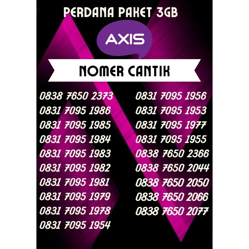 Jual Perdana Axis kuota 3GB Nomer cantik dan murah | Shopee Indonesia