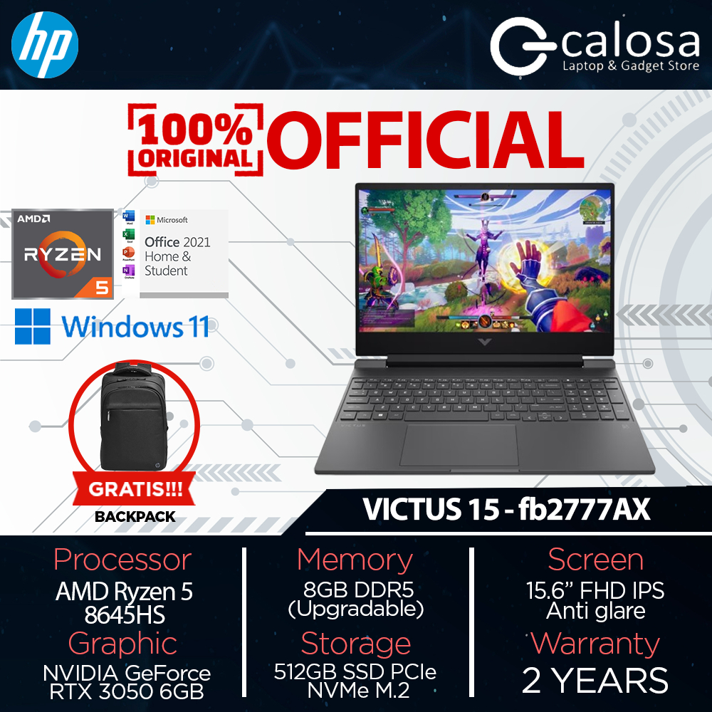 Jual HP Victus 15 fb2777AX Ryzen 5-8645HS 8GB RAM 512GB SSD RTX3050 6GB ...