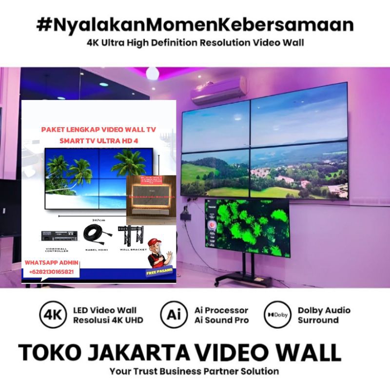 Jual PAKET VIDEO WALL TV 50 INCH 4 UNIT 200 INCH UHD 4K SMART TV 2X2 ...