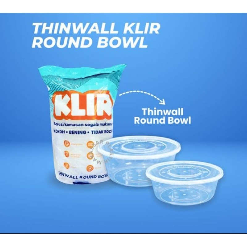 Jual Thinwall Klir Bulat 650ml 750ml 1000ml Round Bowl Isi 25set ...