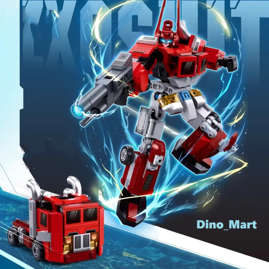 Jual Sluban Brick Exosuit Robot Autobots Red Dragon Truck M38-B1313 ...