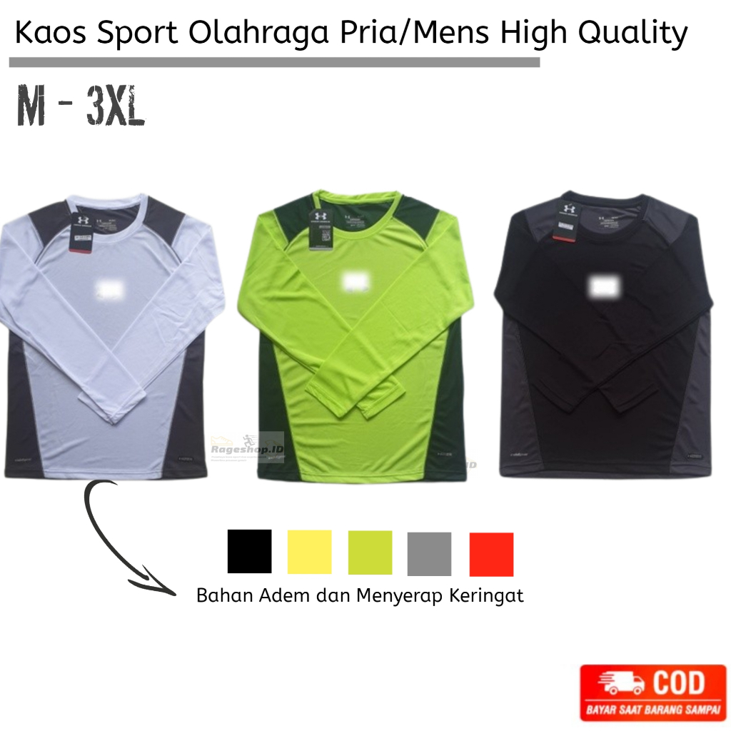 Jual BAJU KAOS DRYFIT OLAHRAGA LARI RUNNING FITNES GYM UUA PRIA LENGAN ...