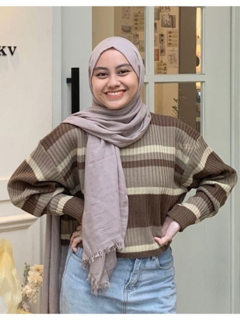 Jual RC KNIT Azalea Sweater Blouse Wanita Blouse Rajut Crop Oversize Baju Atasan Wanita Terbaru ...