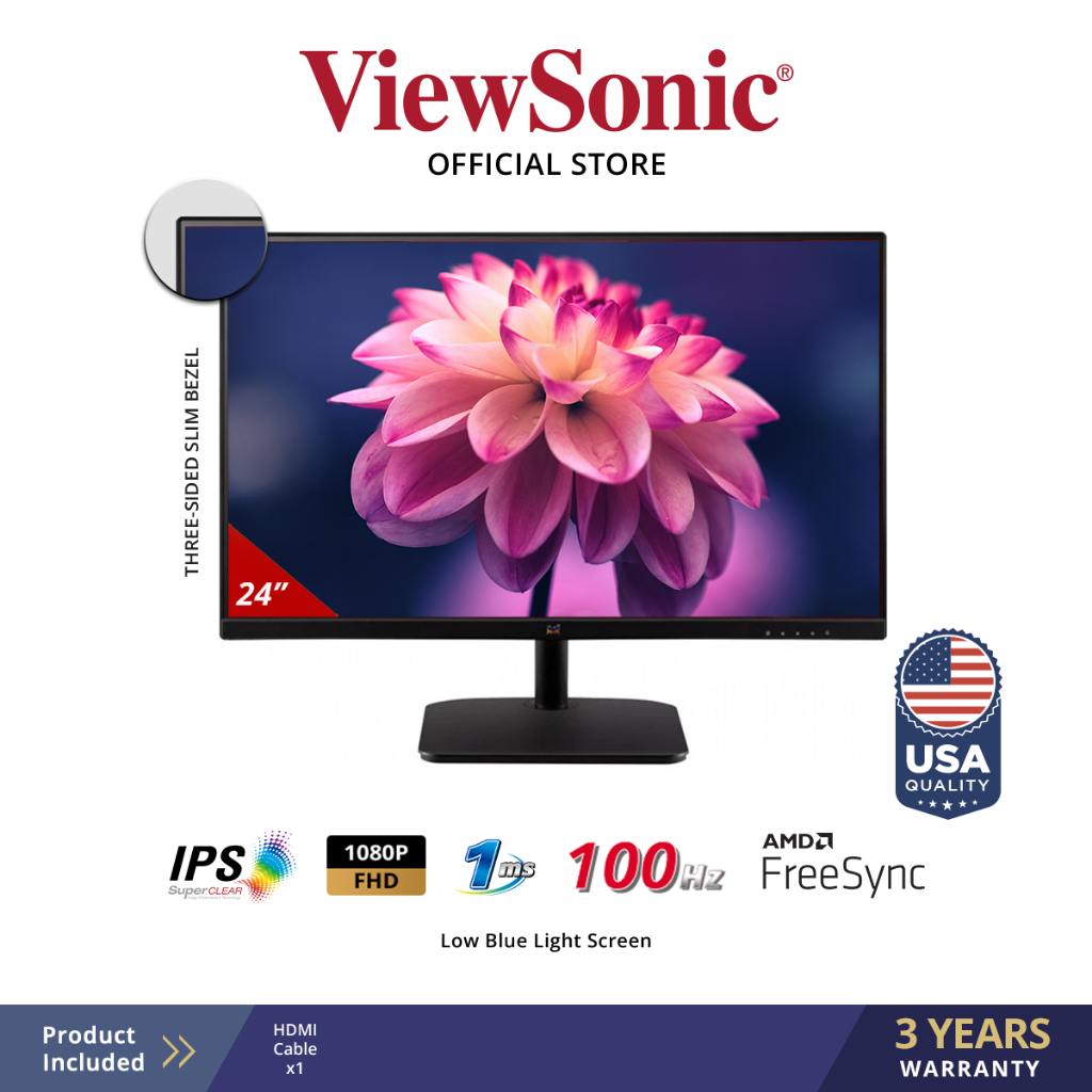 Jual ViewSonic 24” IPS Monitor VA2432-H VA2432H | 1080p | Frameless ...