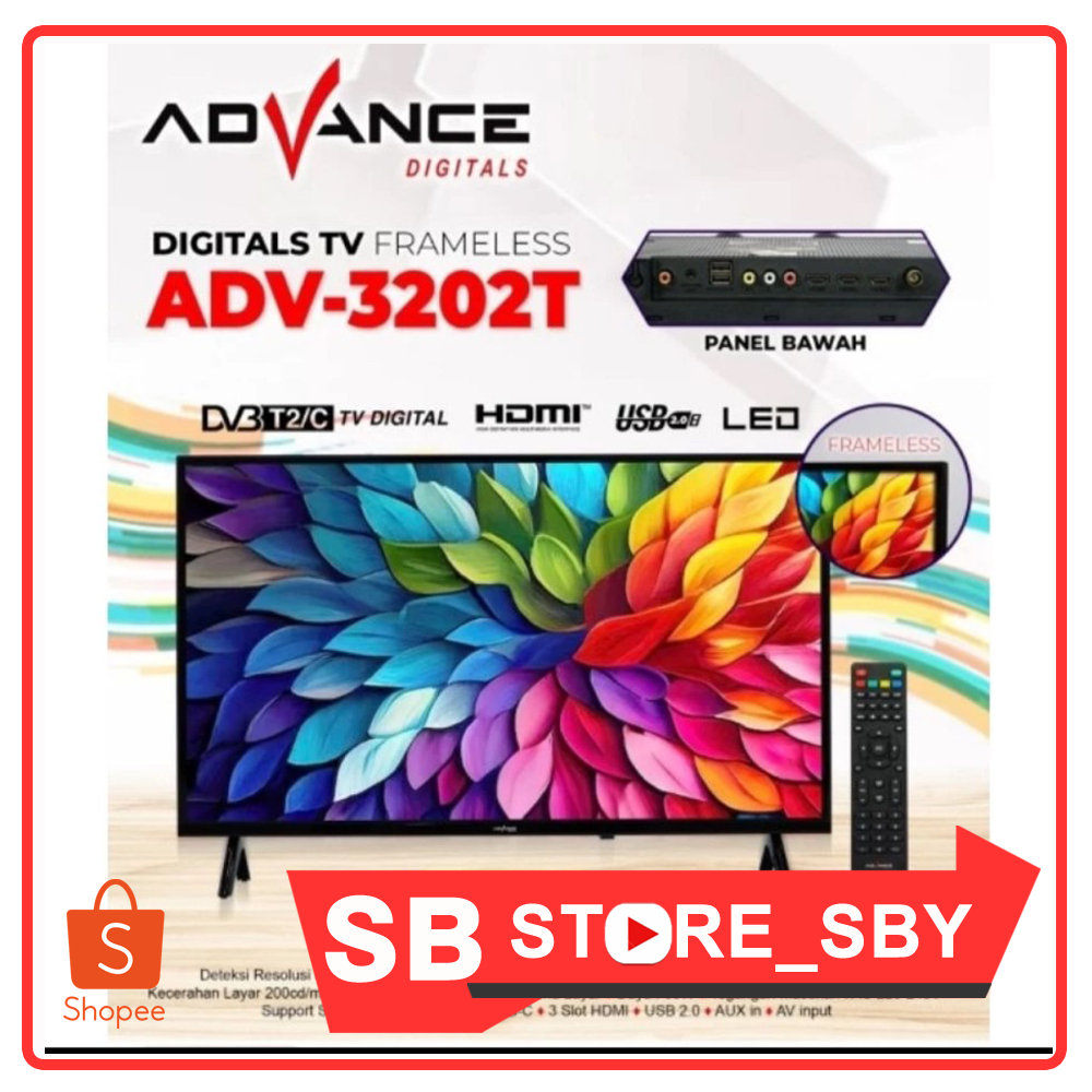 Jual ADVANCE DIGITAL LED TV FRAMELESS ADV-3202T PANEL LG | Shopee Indonesia