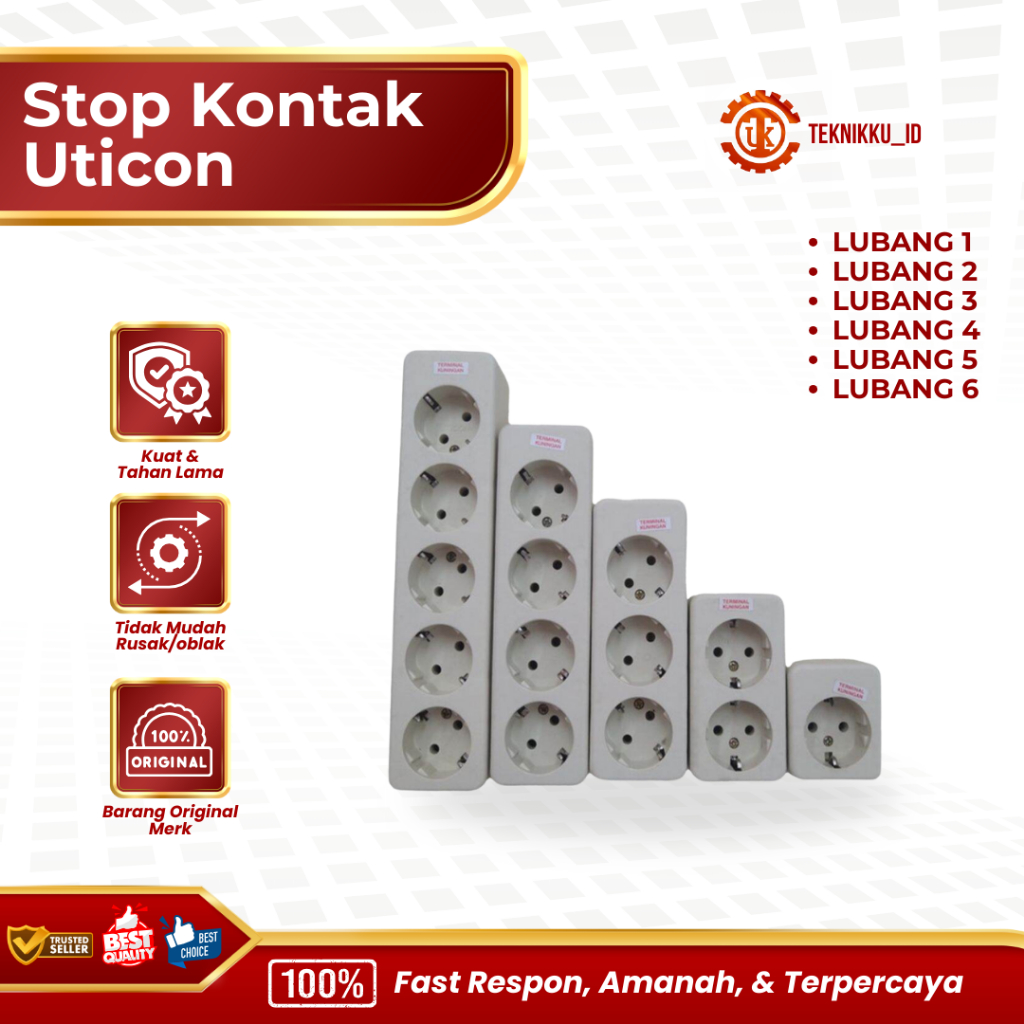 Jual Stop Kontak Uticon Lubang 1 2 3 4 5 6 / colokan uticon 1-6 lubang 100% Original | Shopee ...