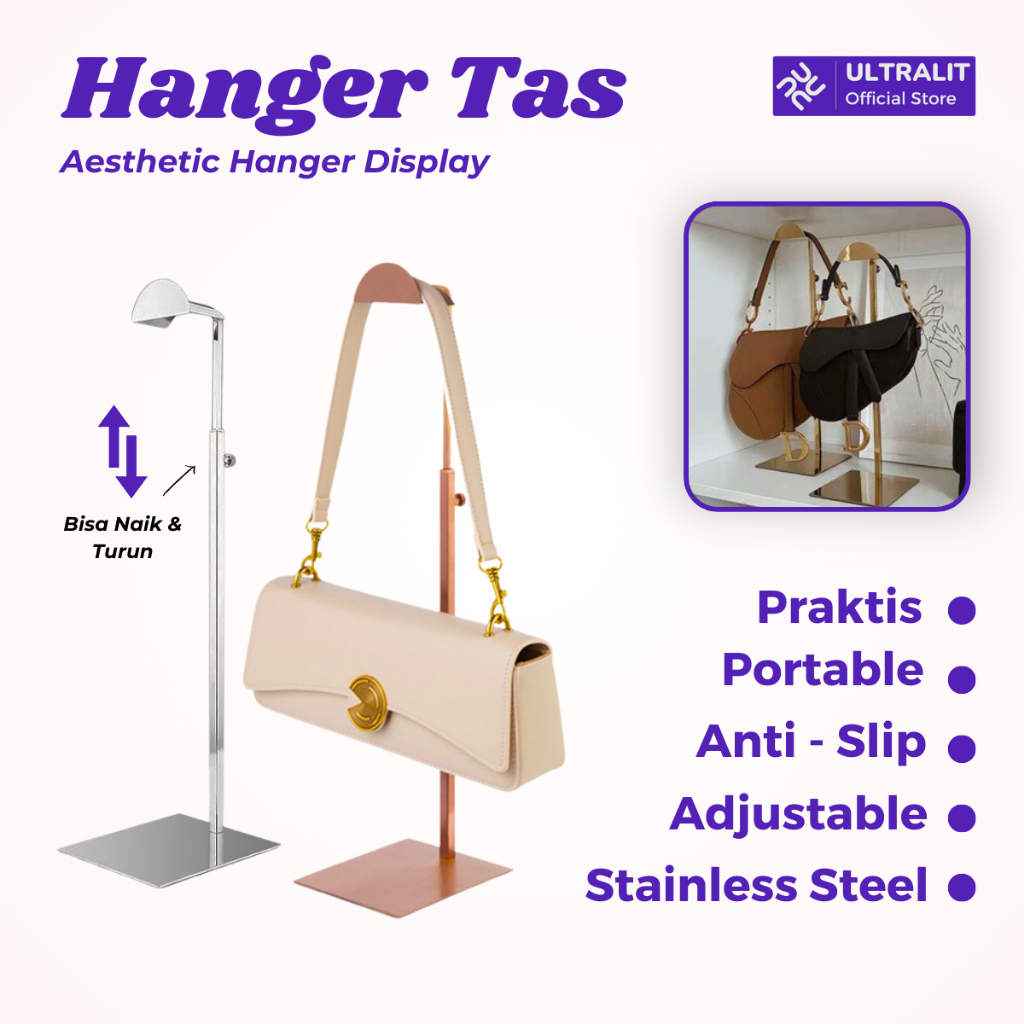 Jual ULTRALIT TOMO Rak Hanger Display Tas PREMIUM Bahan Stainless Steel ...