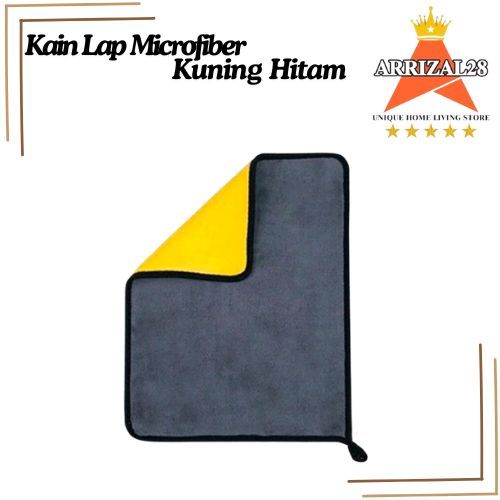 Jual *KAIN LAP MICROFIBER KUNING HITAM MOBIL & MOTOR 30x30 CM | Shopee ...