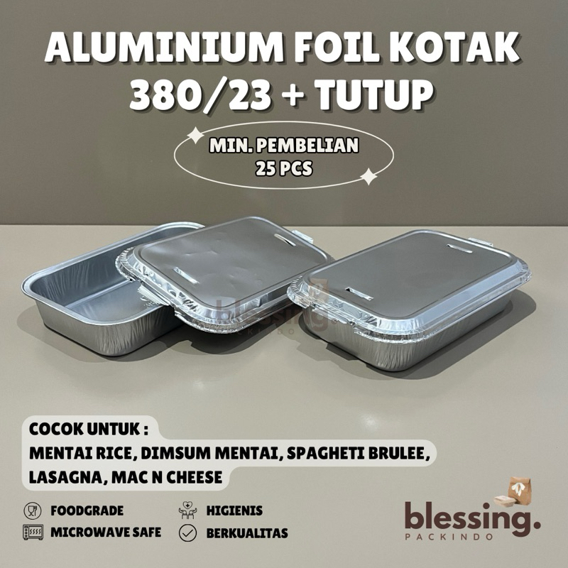 Jual Aluminium Foil Kotak + Tutup 380/23 Tempat Dimsum Mentai Rice ...