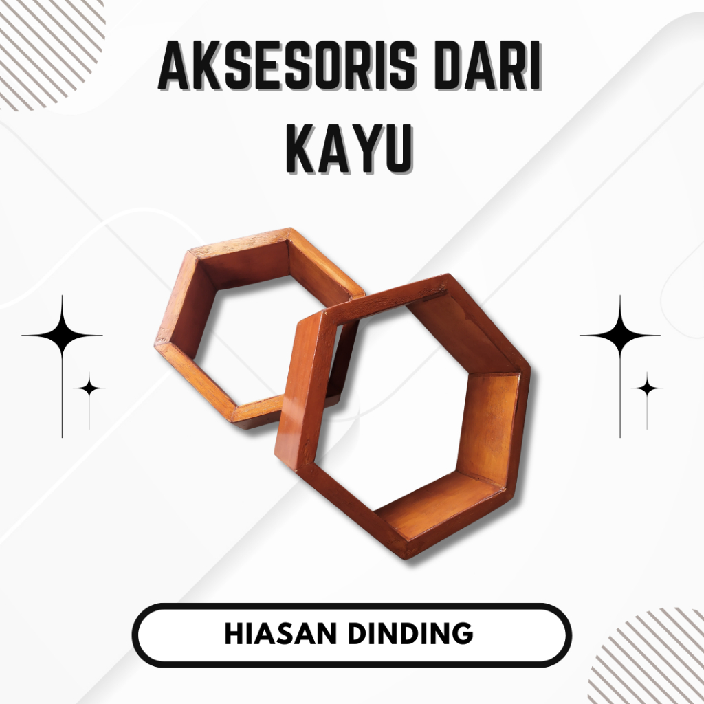 Jual rak kayu bentuk segienam bee display // dekorasi rumah aesthetic ...