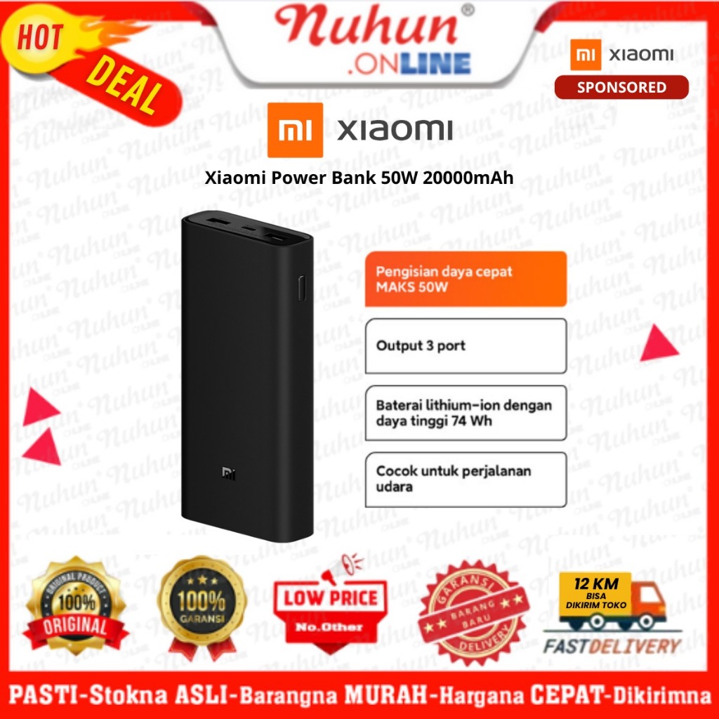 Jual Xiaomi Power Bank 20000 mAh 50W | Pengisian daya cepat MAKS 50W | Output 3 port | Baterai ...