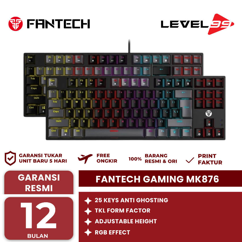 Jual Keyboard Fantech Gaming Mk876 / MK-876 Atom 87 V2 Tkl Rgb | Shopee Indonesia
