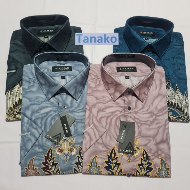 Jual Kemeja Batik Merk ALISAN lengan pendek SLIM Fit Jumbo Bigsize size xxl 16,5 | Shopee Indonesia