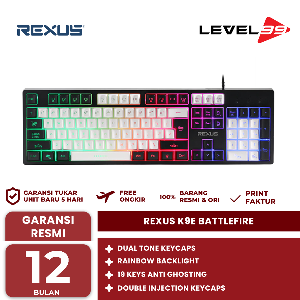 Jual Gaming Keyboard Rexus K9E Battlefire Full Size | Shopee Indonesia