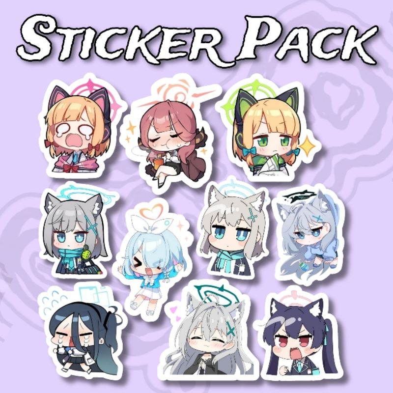 Jual Sticker Anime Blue Archive Chibi Cute Pack isi 10 pcs vinyl ...