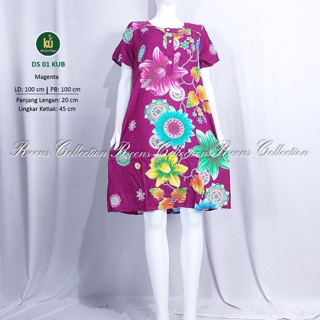 Jual Kencana Ungu Daster 01 KUB Label Biru Batik Print Daster Lengan ...