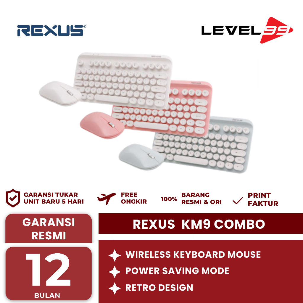 Jual Rexus Keyboard Mouse Wireless Km9 Combo | Shopee Indonesia