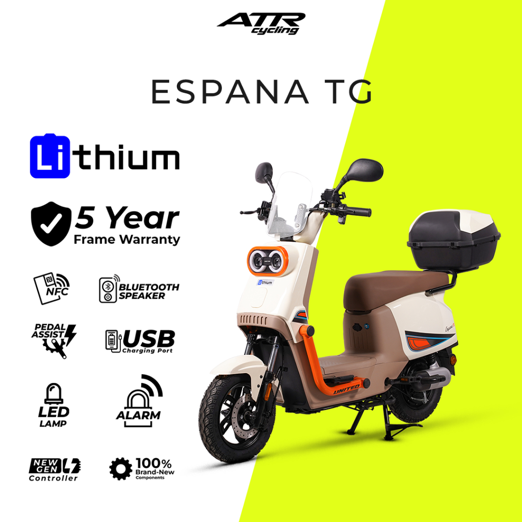 Jual SEPEDA LISTRIK E-MOPED 14" UNITED ESPANA TG (25) YLOR-BKORBL ...