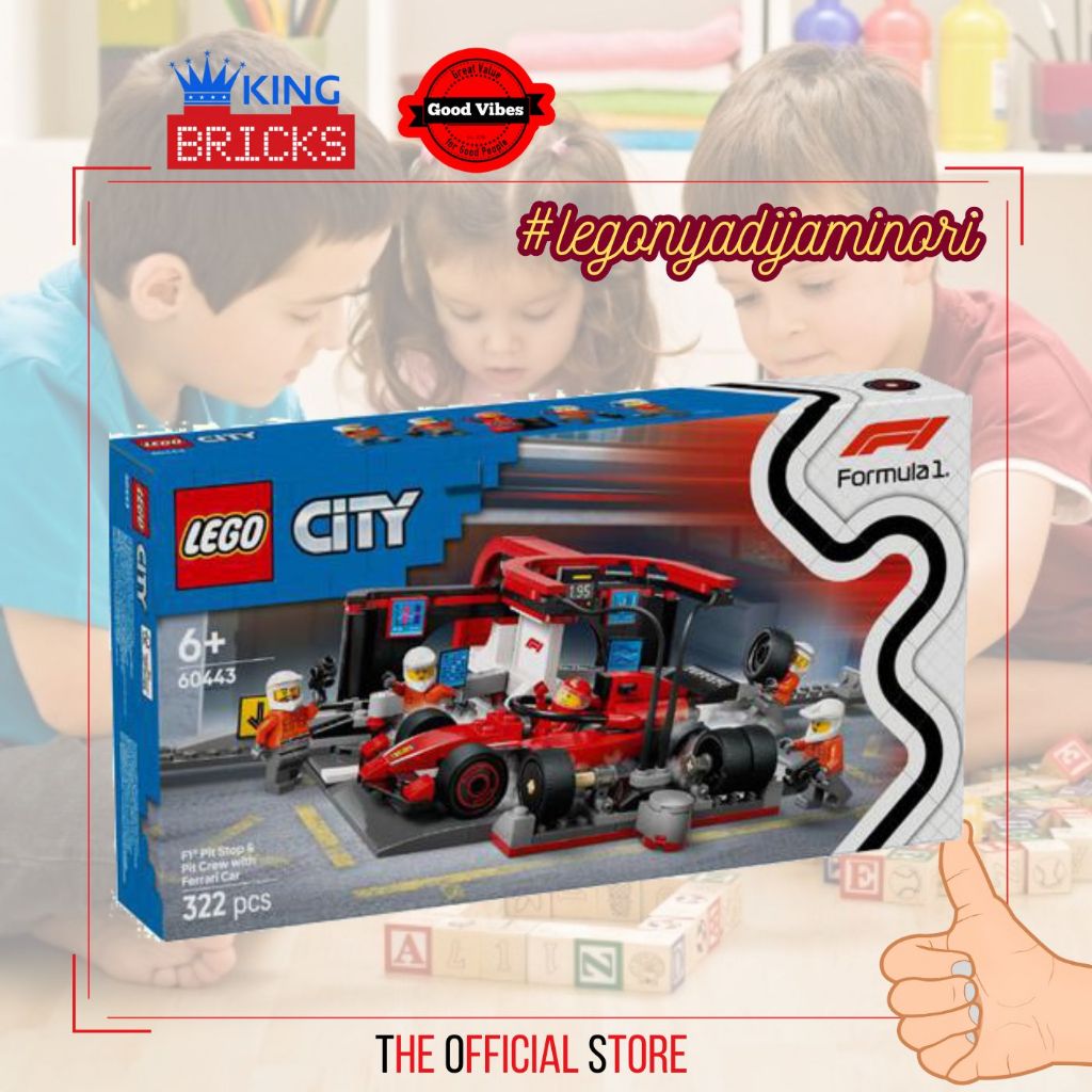 Jual LEGO Original CITY 60443 F1 Pit Stop Pit Crew with Ferrari Car ...