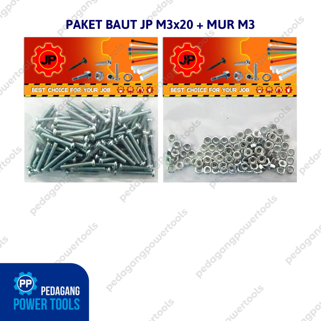 Jual PAKET 2 SET BAUT MUR 3x20 BAUT JP M 3 x 20 MM MUR M3 SKRUP ISI 100 PCS | Shopee Indonesia