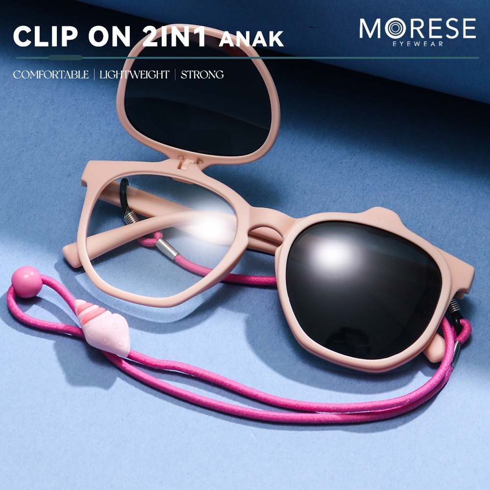 Jual Morese Kacamata Anak Clip On Style Kotak Simple Bahan TR90 Nyaman ...