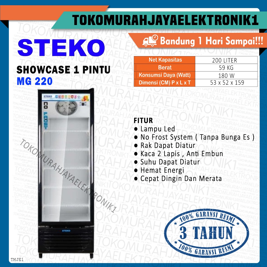 Jual Showcase Steko No Frost 200 Liter MG 220 Low Watt Garansi Resmi | Shopee Indonesia