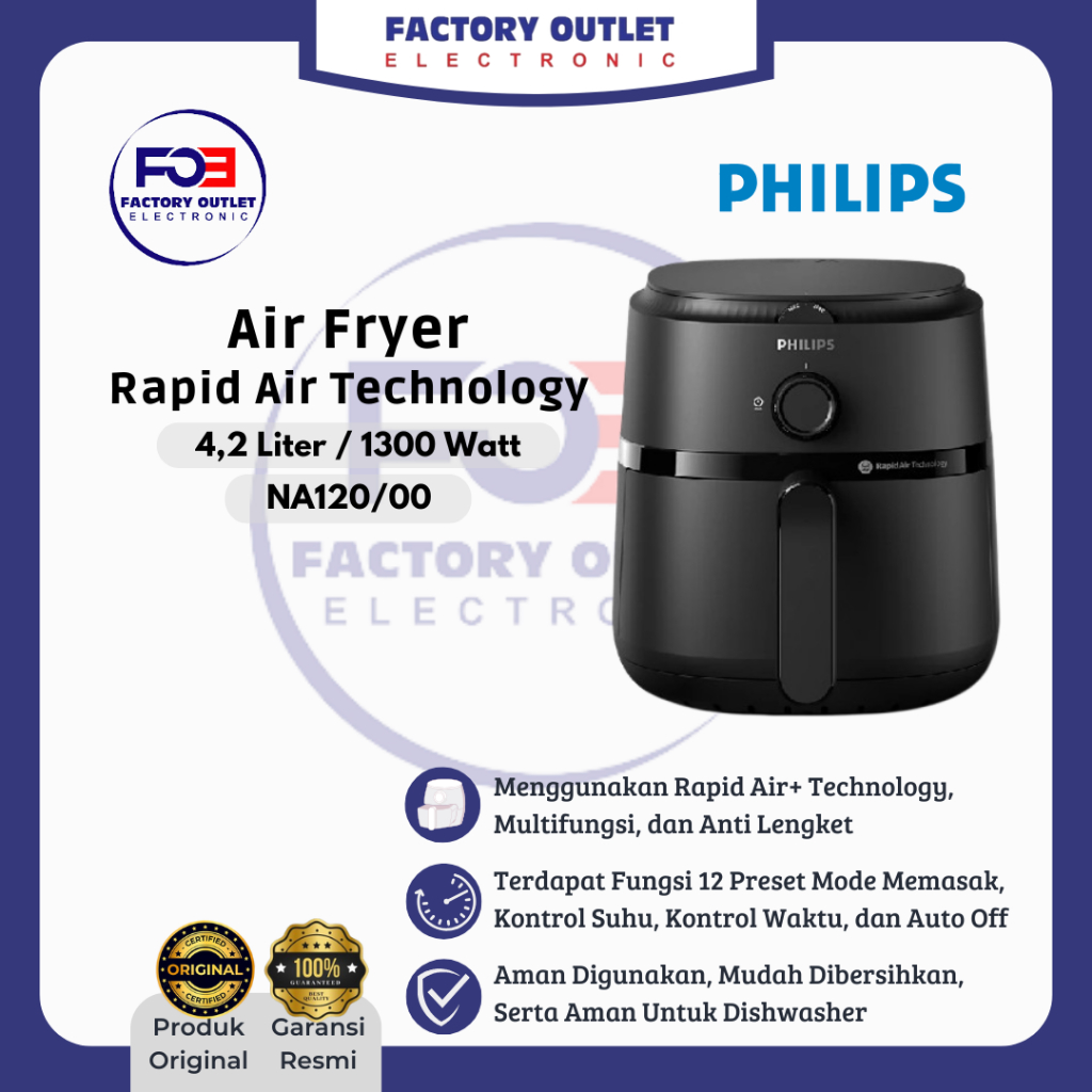 Jual PHILIPS NA120/00 Airfryer Pemanggang Elektrik 1000 Series ...